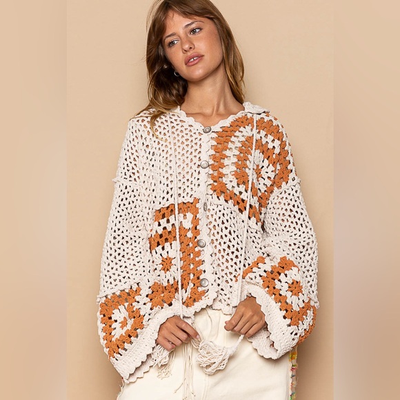 POL | Sweaters | 22 Closeout Firm New Pol Crochet Knitted Hooded Design ...